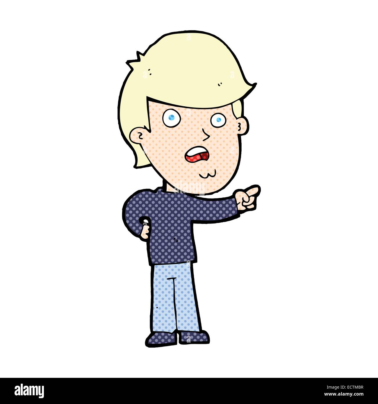 retro comic book style cartoon shocked man pointing Stock Vector Image ...