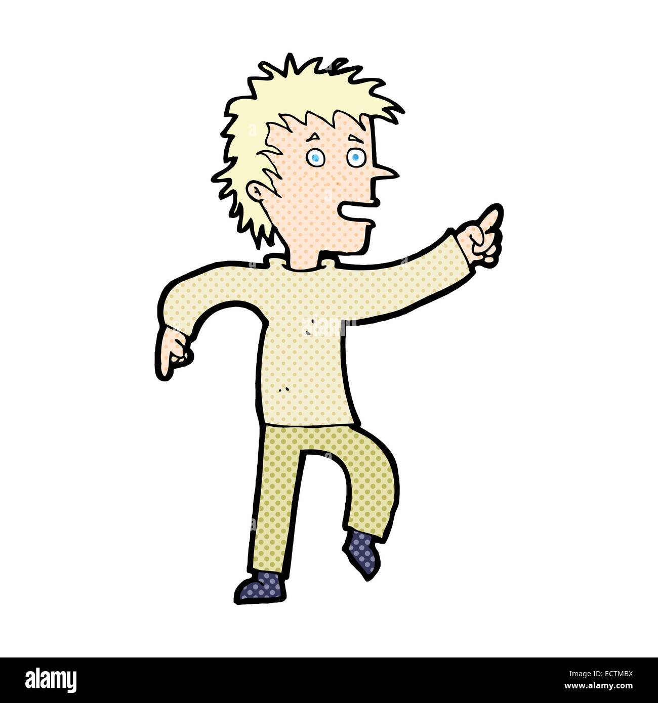 retro comic book style cartoon happy man pointing Stock Vector Image ...