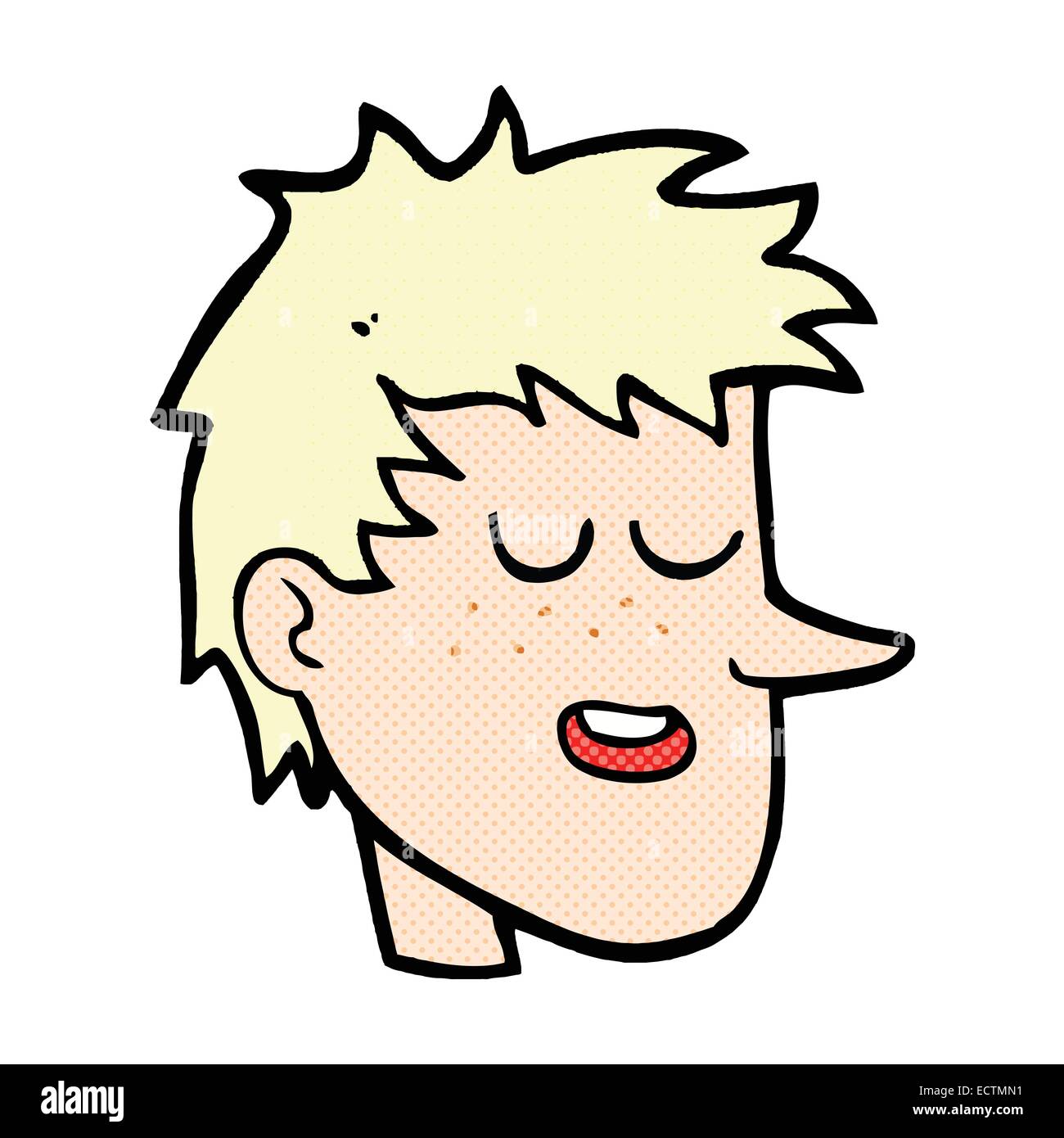 retro comic book style cartoon happy boy face Stock Vector Image & Art ...