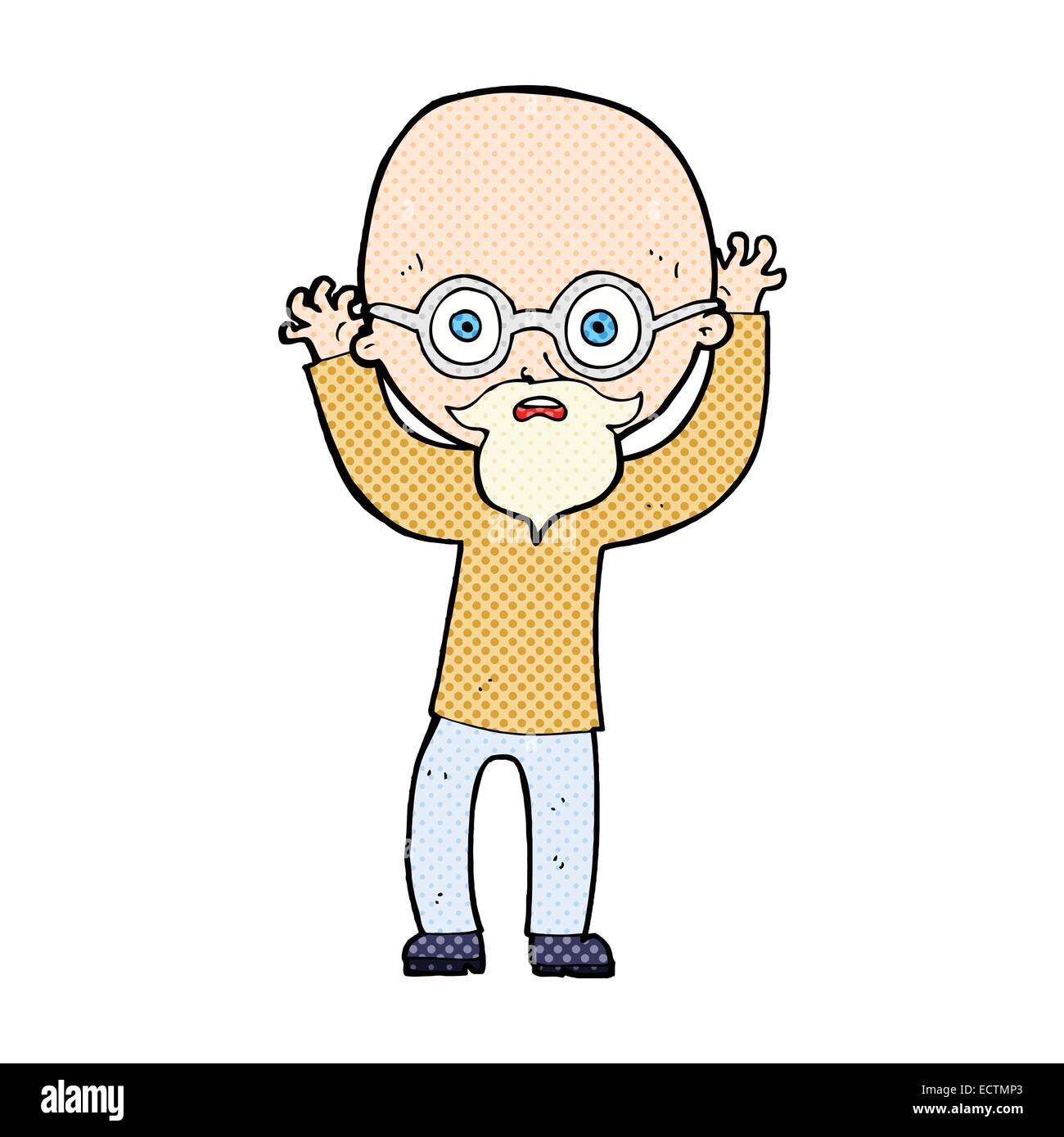 retro comic book style cartoon stressed bald man Stock Vector Image ...