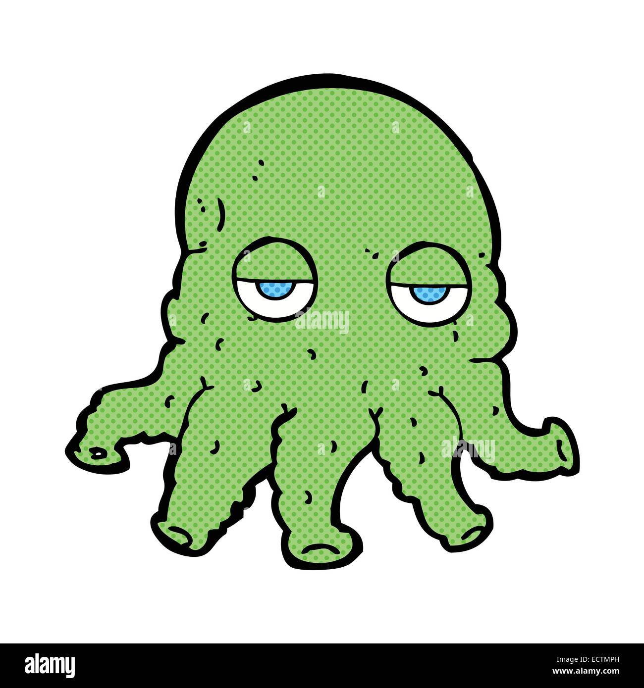 retro comic book style cartoon alien squid face Stock Vector Image ...