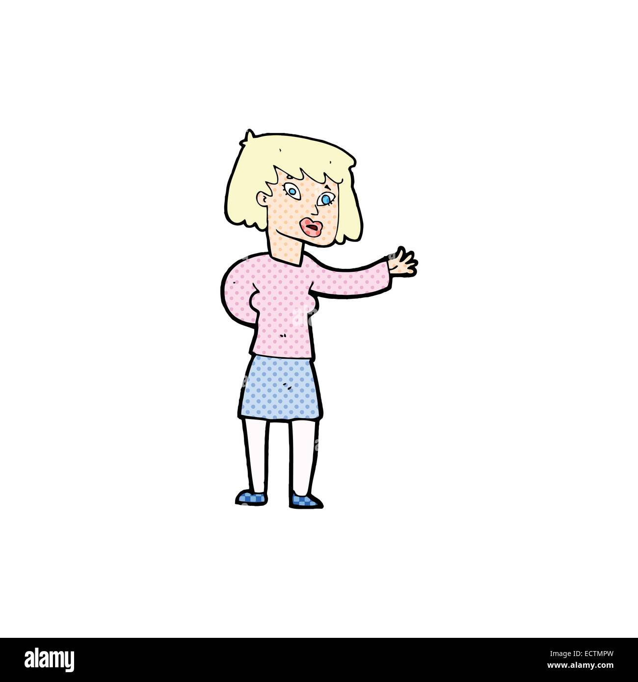 retro comic book style cartoon woman explaining Stock Vector Image ...