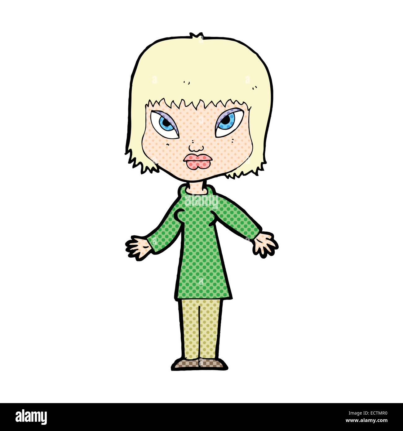 retro comic book style cartoon woman with open arms Stock Vector Image ...