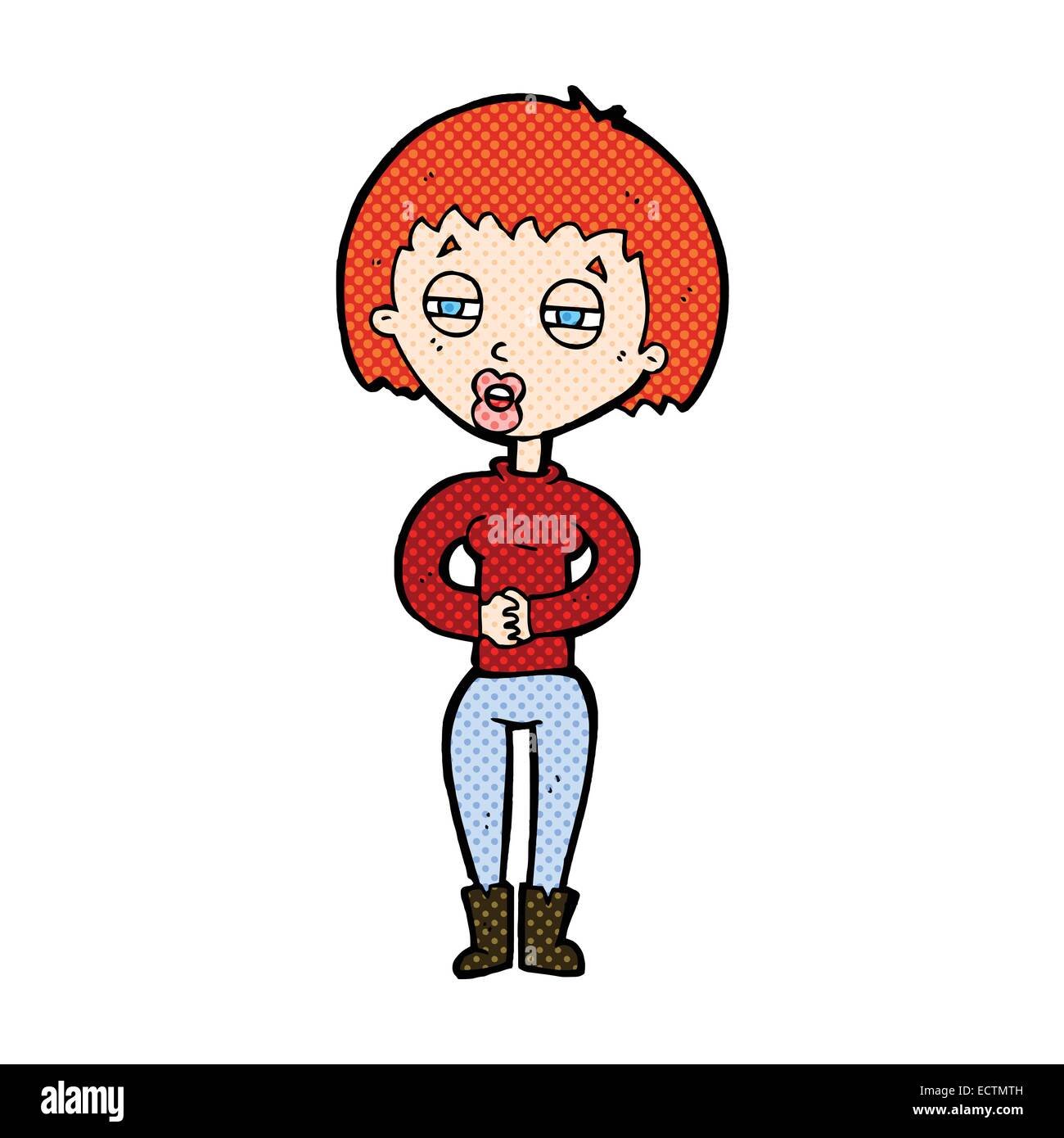 retro comic book style cartoon tired woman Stock Vector Image & Art - Alamy