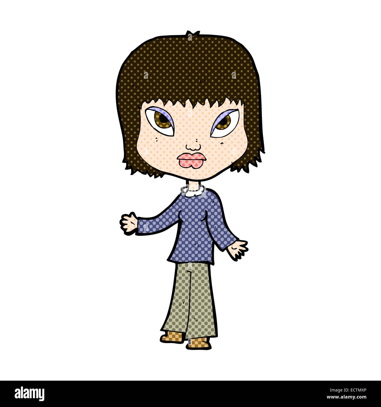 retro comic book style cartoon woman with open arms Stock Vector Image ...