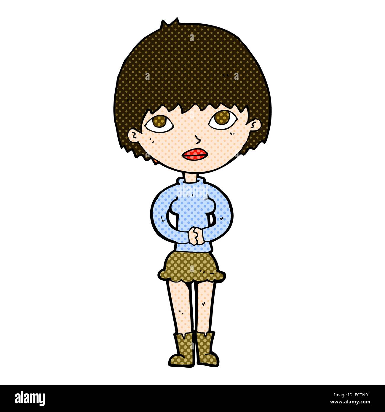 retro comic book style cartoon woman waiting patiently Stock Vector ...
