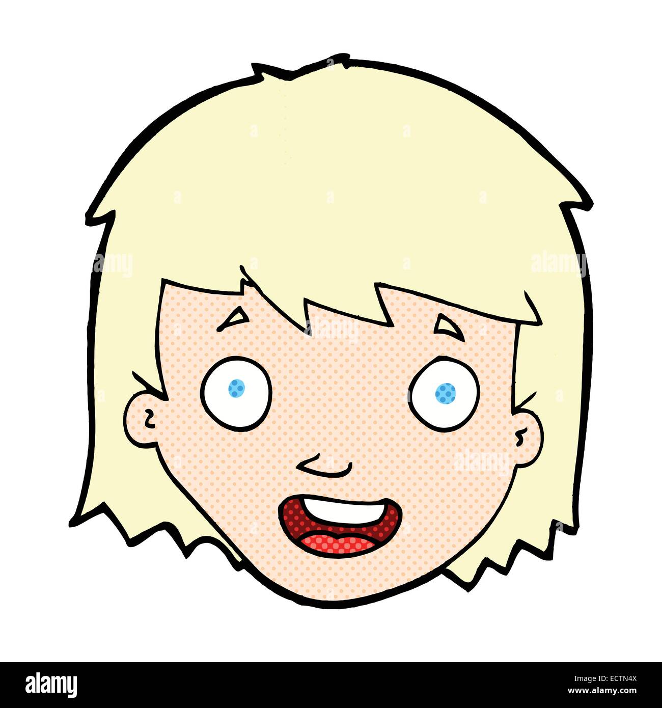 retro comic book style cartoon happy female face Stock Vector Image ...