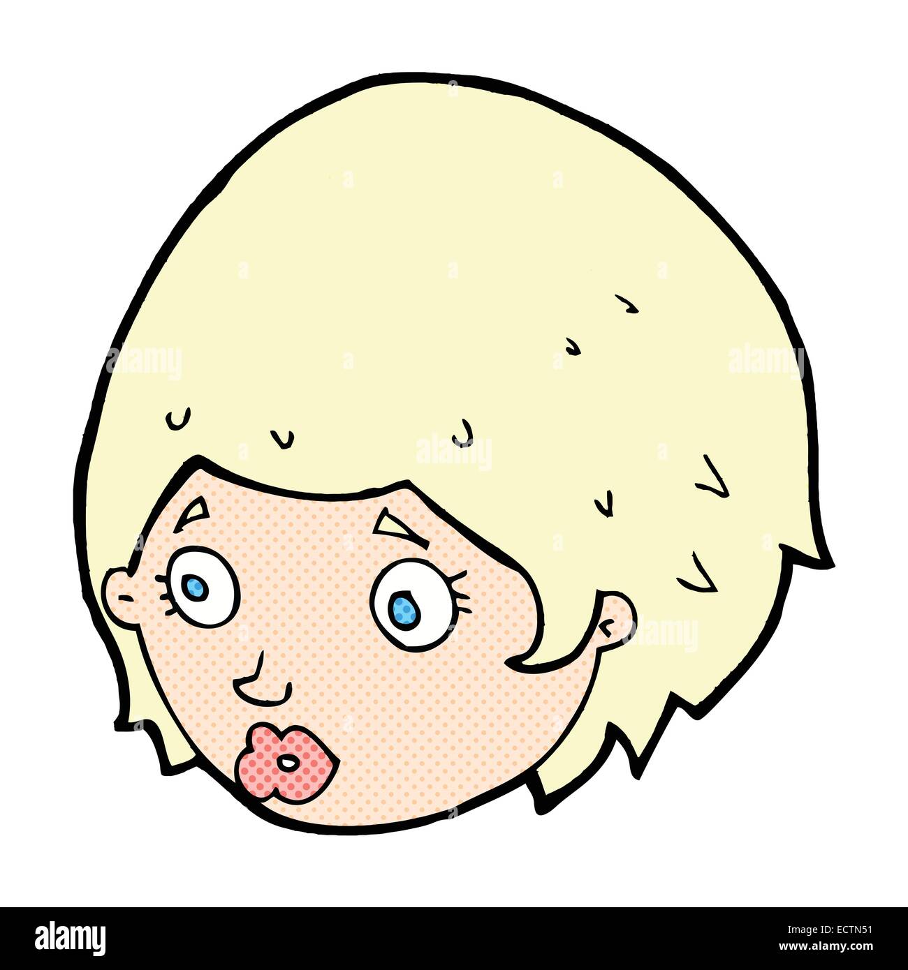 retro comic book style cartoon girl with concerned expression Stock ...