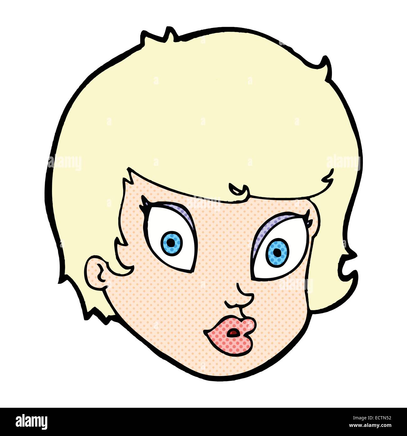 retro comic book style cartoon surprised female face Stock Vector Image ...