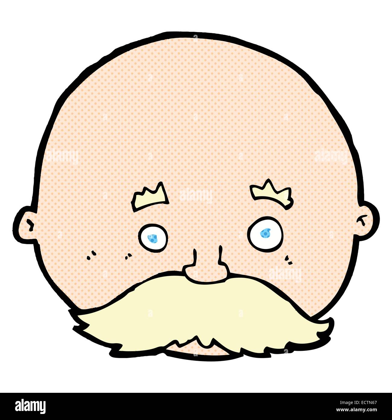 retro comic book style cartoon bald man with mustache Stock Vector ...
