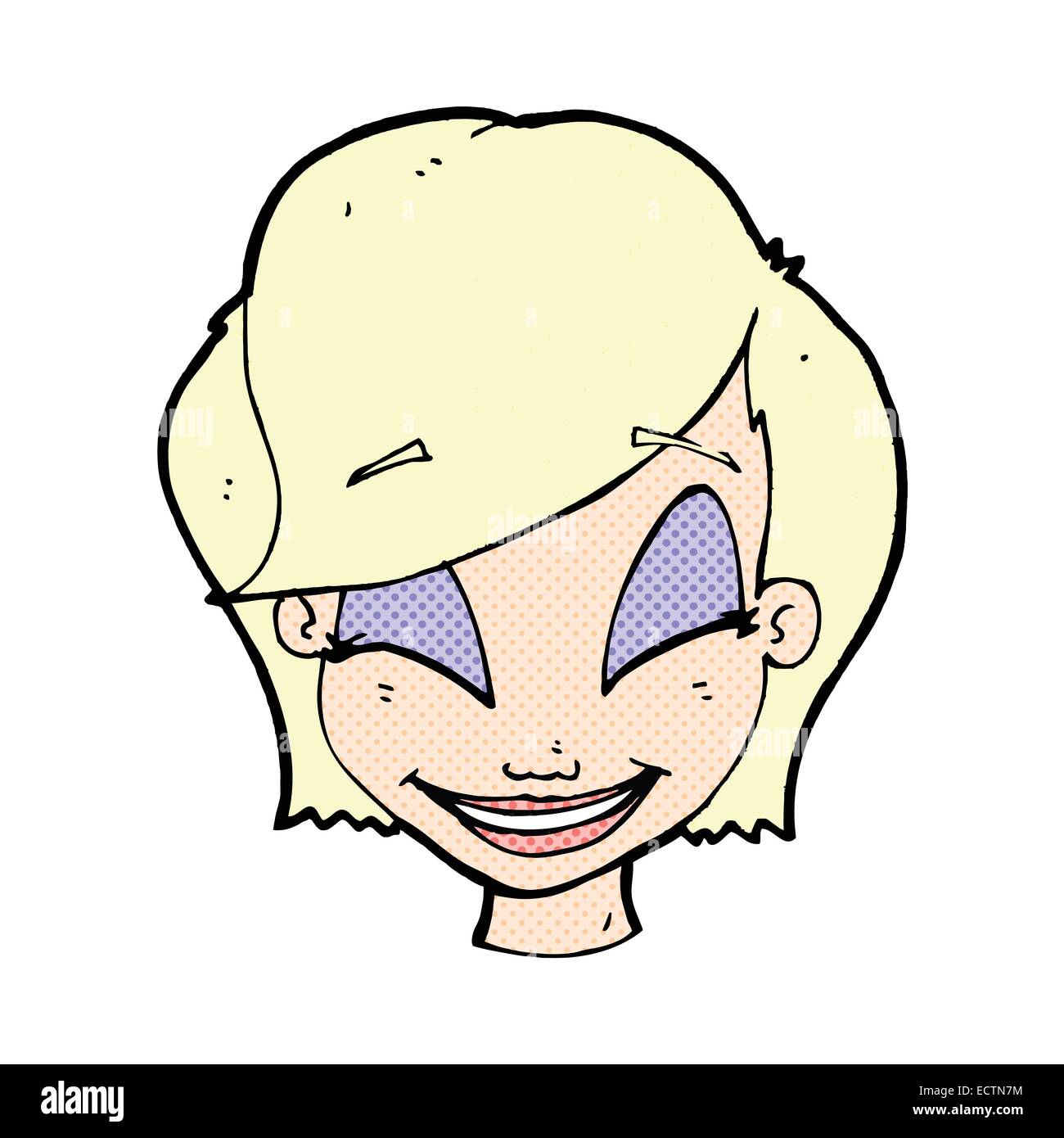 retro comic book style cartoon pretty female face Stock Vector Image ...