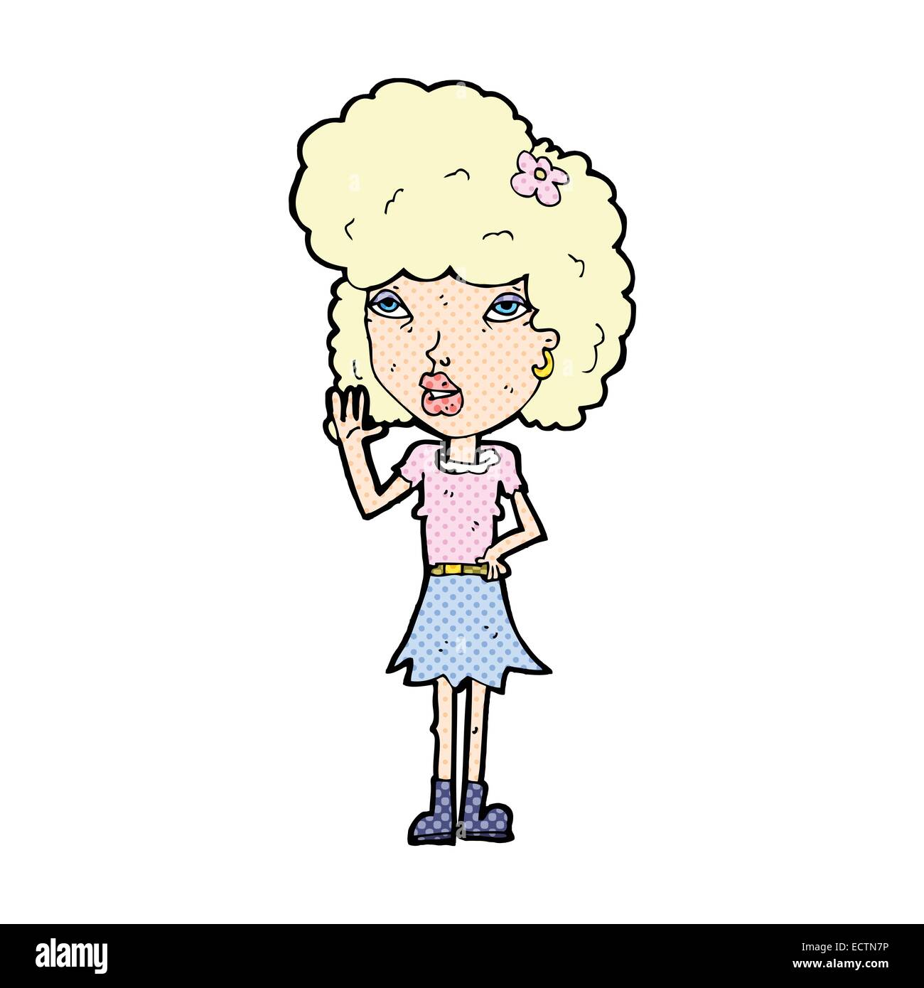 retro comic book style cartoon woman waving Stock Vector Image & Art ...