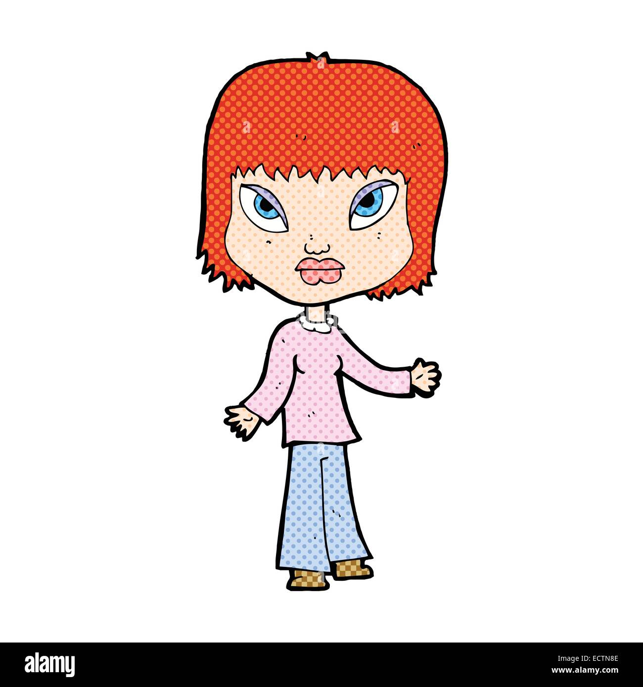 retro comic book style cartoon woman with open arms Stock Vector Image ...