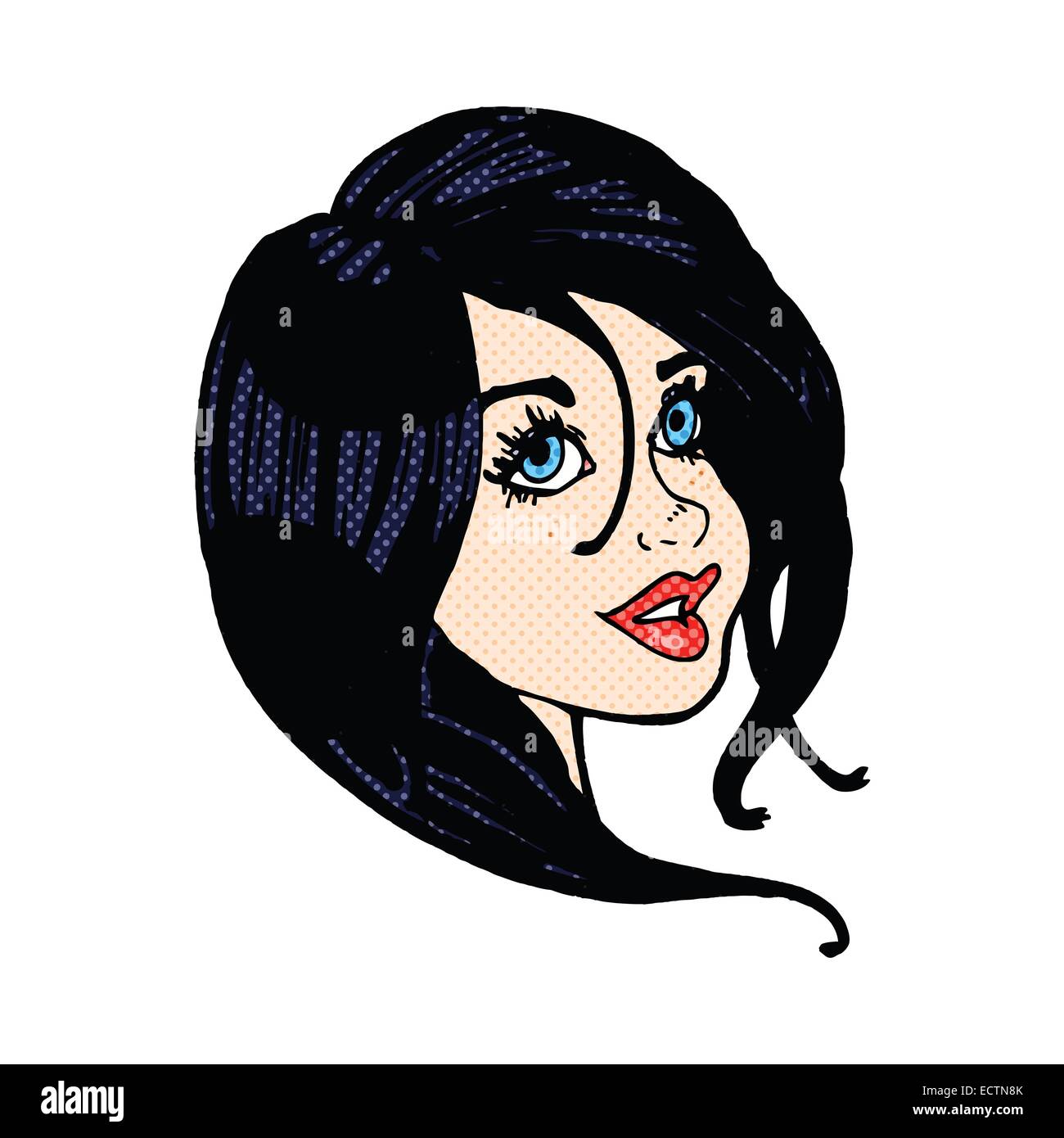 retro comic book style cartoon pretty female face Stock Vector Image ...