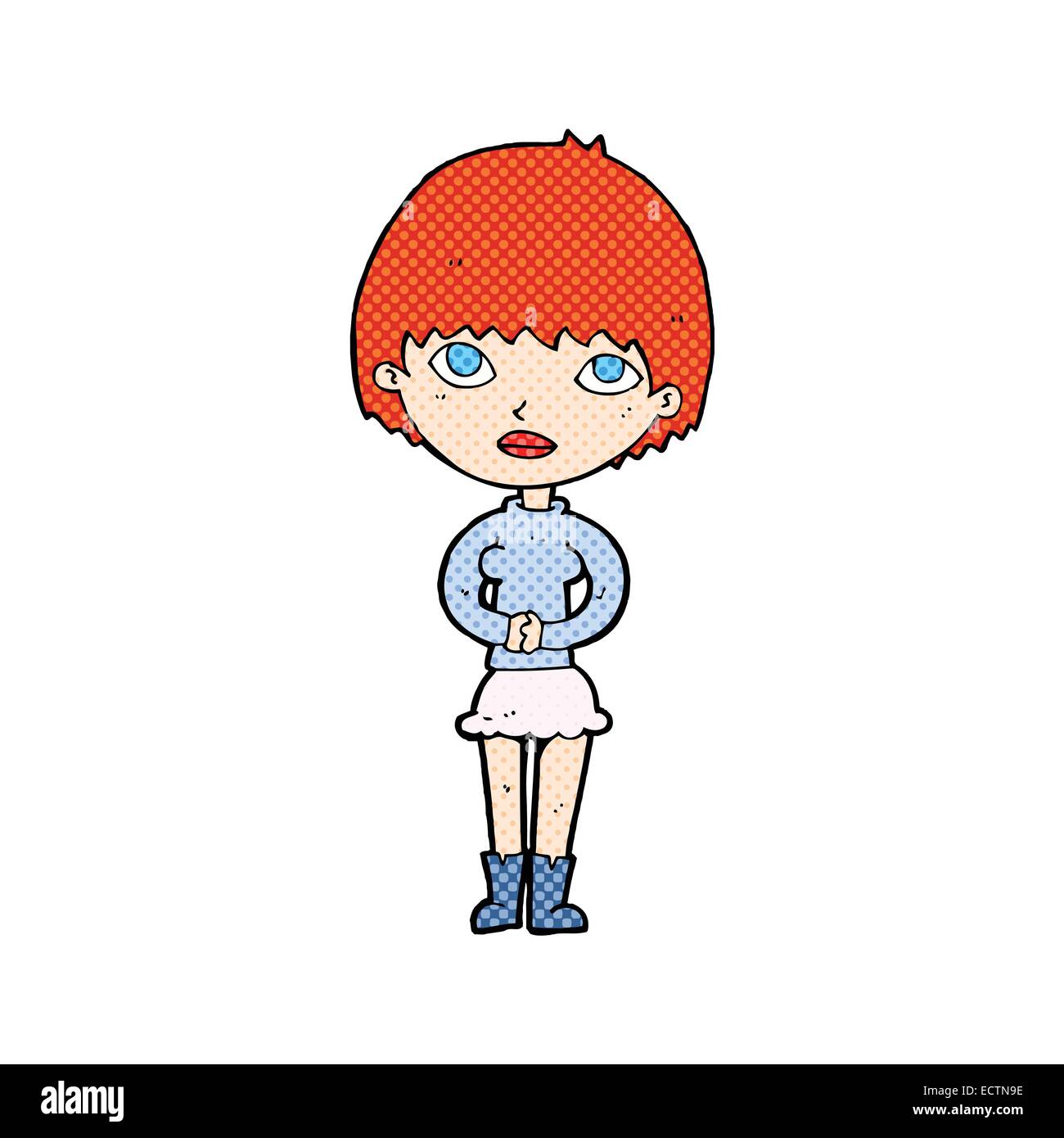 retro comic book style cartoon woman waiting patiently Stock Vector ...