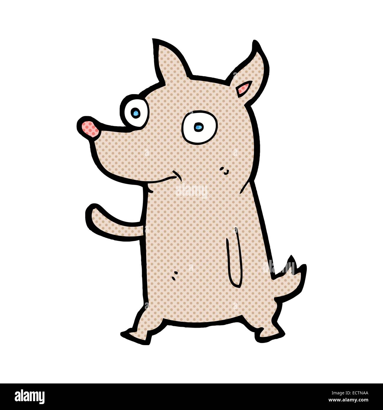 retro comic book style cartoon little dog waving Stock Vector Image ...