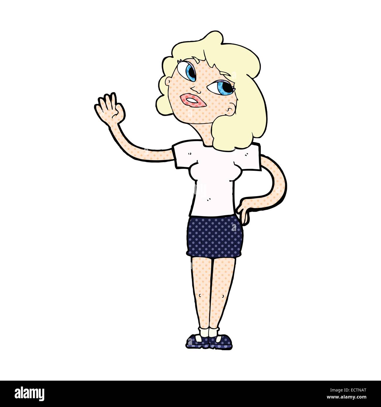 retro comic book style cartoon woman waving Stock Vector Image & Art ...