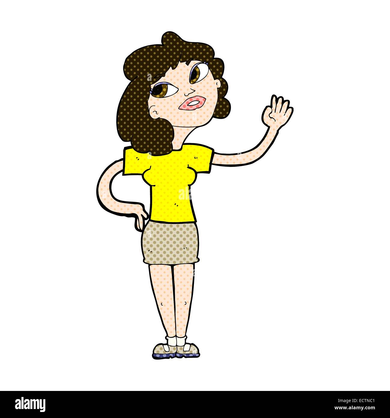 retro comic book style cartoon woman waving Stock Vector Image & Art ...