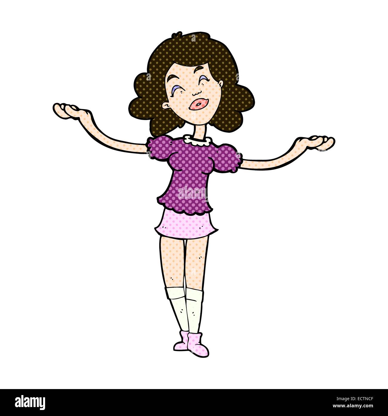 retro comic book style cartoon woman taking praise Stock Vector Image ...