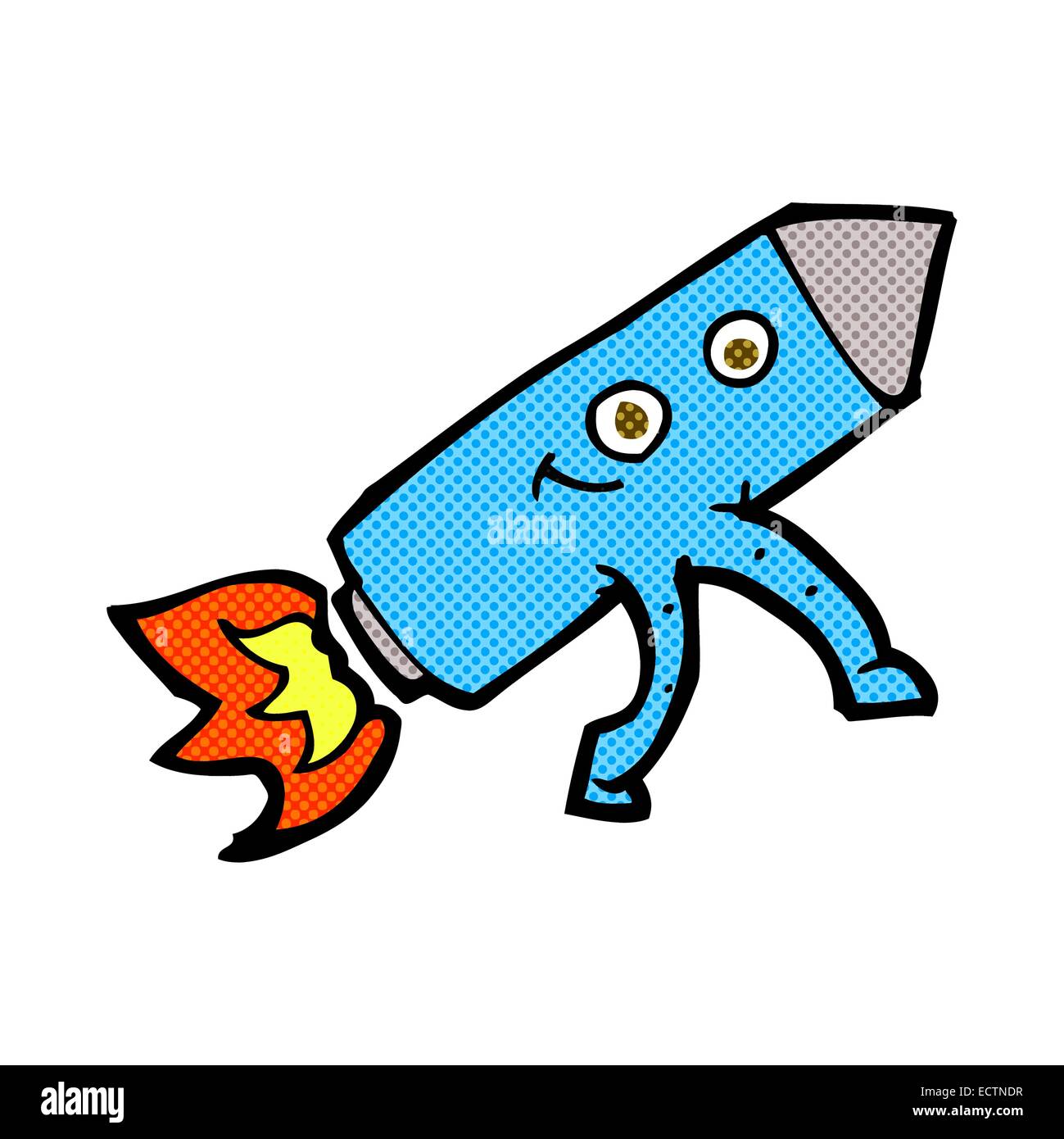 retro comic book style cartoon happy rocket Stock Vector Image & Art ...