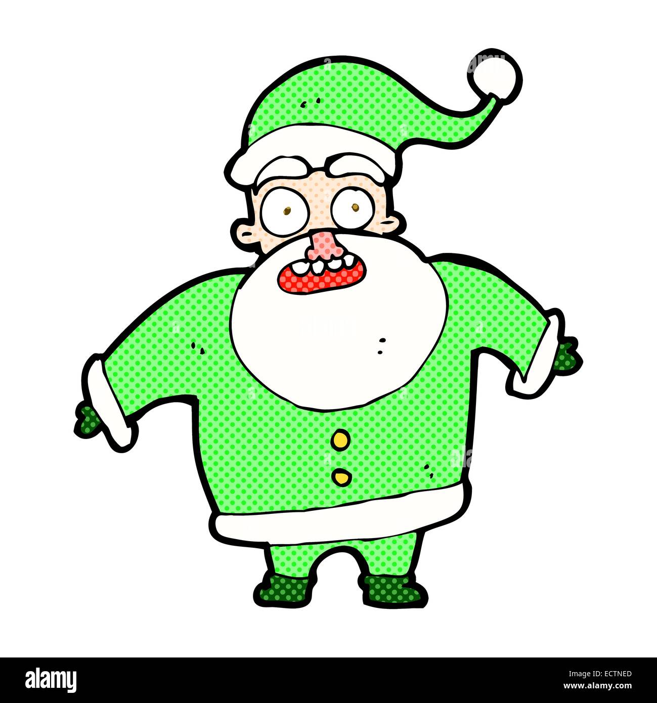 retro comic book style cartoon shocked santa claus Stock Vector Image ...