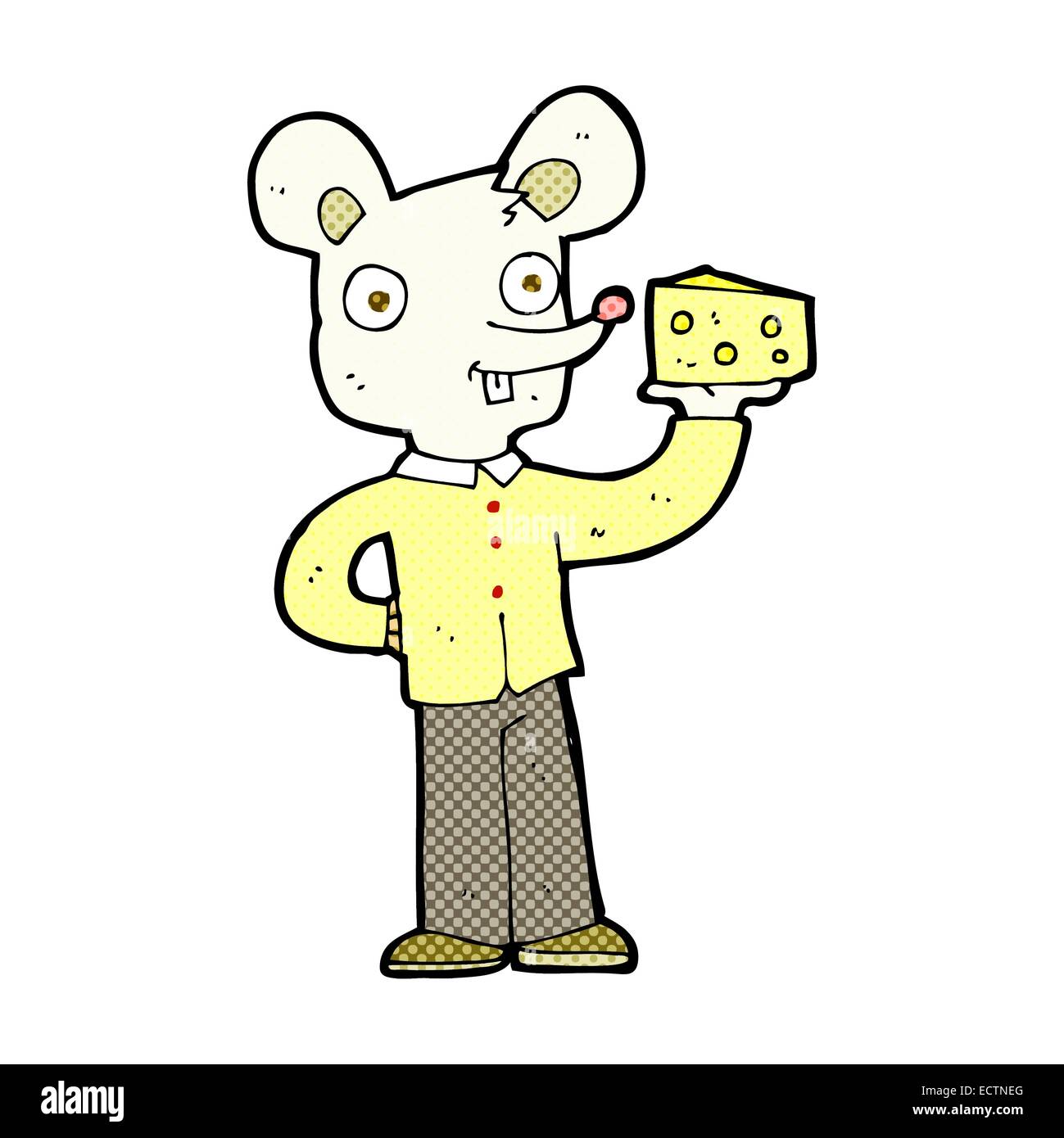 retro comic book style cartoon mouse holding cheese Stock Vector Image ...