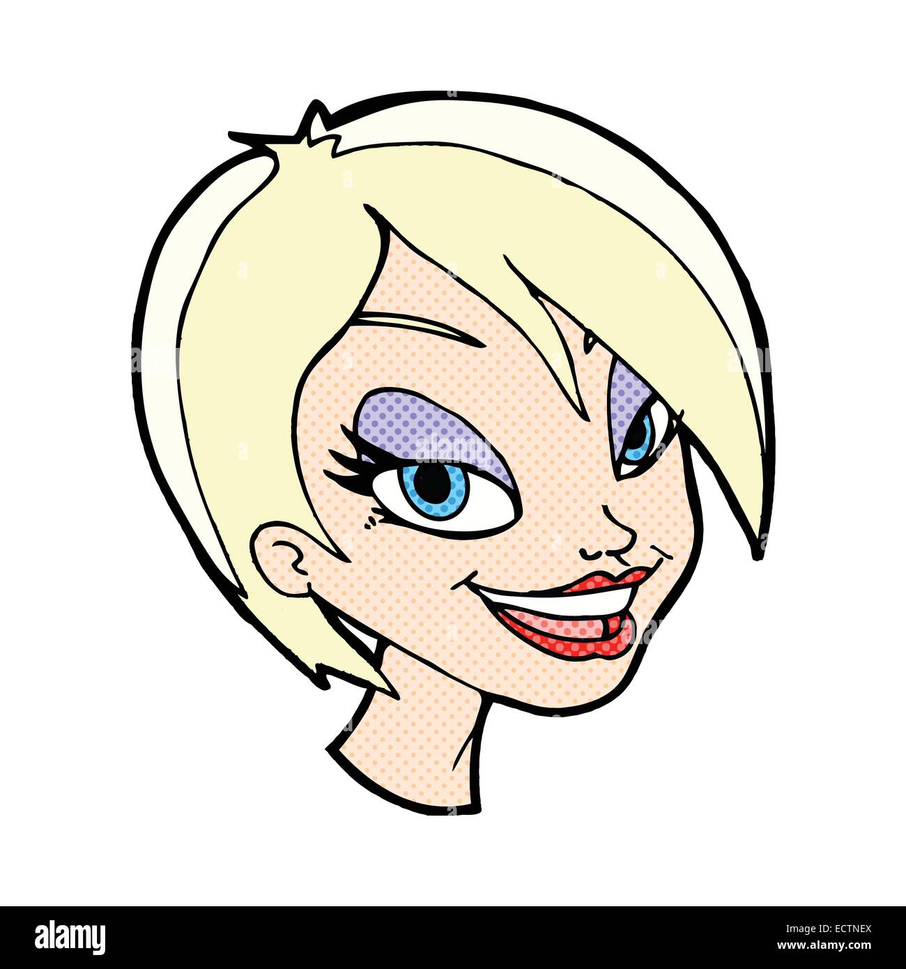 retro comic book style cartoon pretty female face Stock Vector Image ...