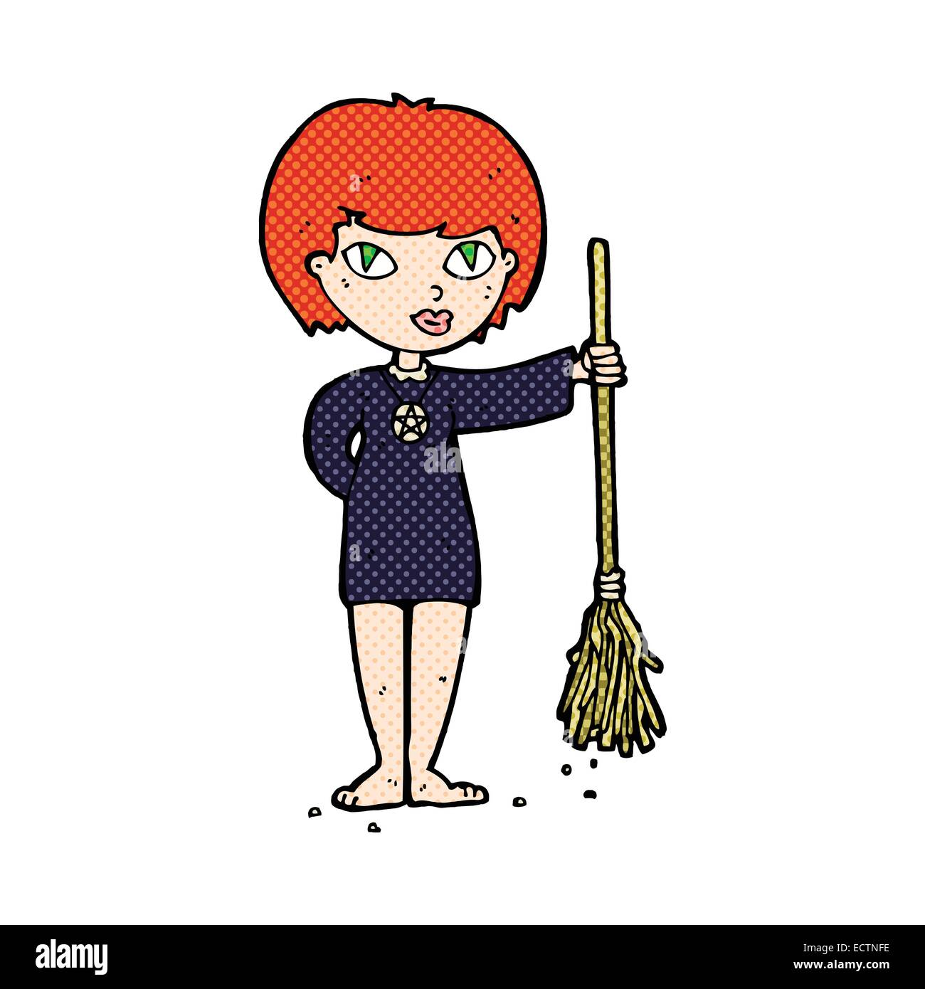 retro comic book style cartoon pretty witch girl Stock Vector Image ...