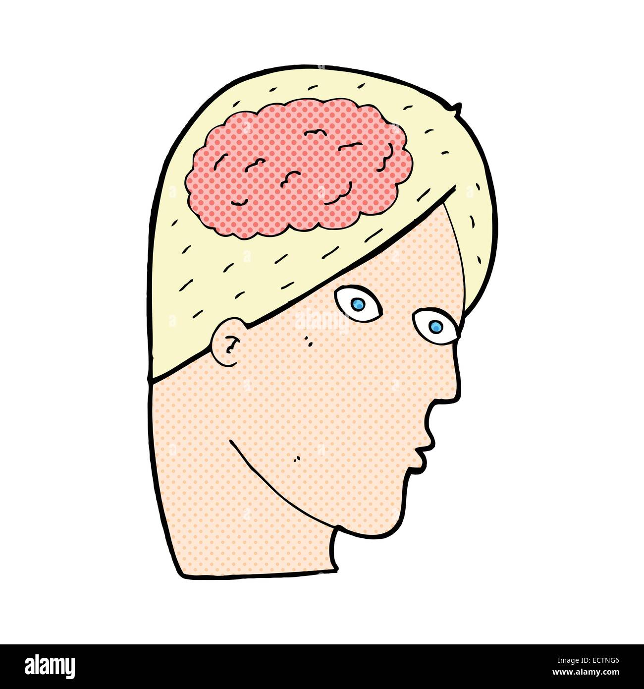 retro comic book style cartoon head with brain symbol Stock Vector ...