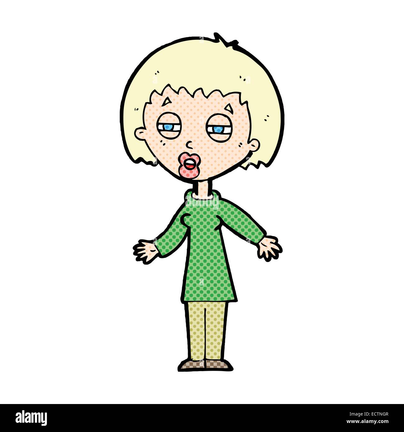 retro comic book style cartoon tired woman Stock Vector Image & Art - Alamy