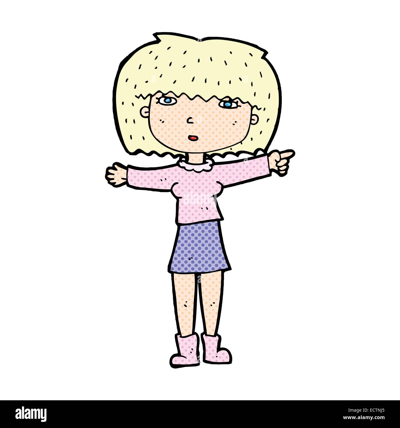 retro comic book style cartoon girl pointing Stock Vector Image & Art ...