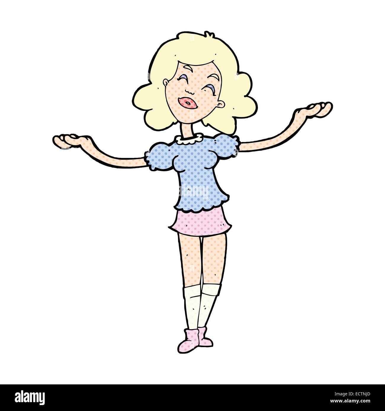 retro comic book style cartoon woman taking praise Stock Vector Image ...