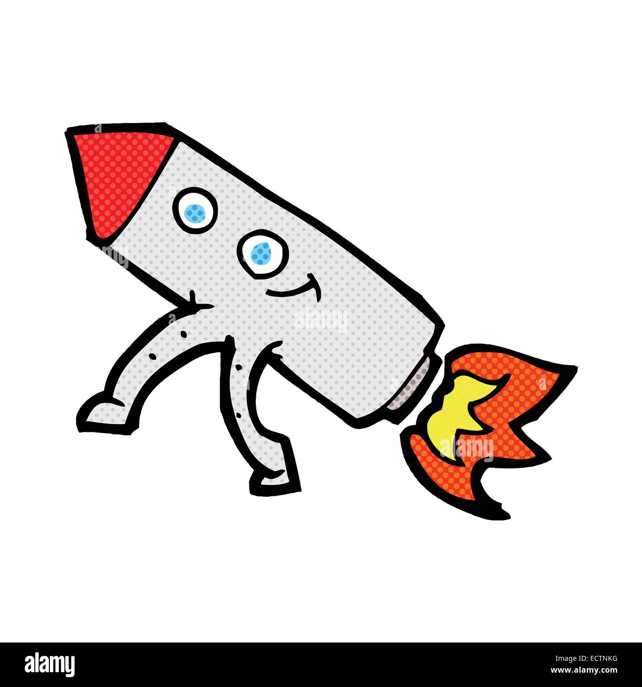 retro comic book style cartoon happy rocket Stock Vector Image & Art ...