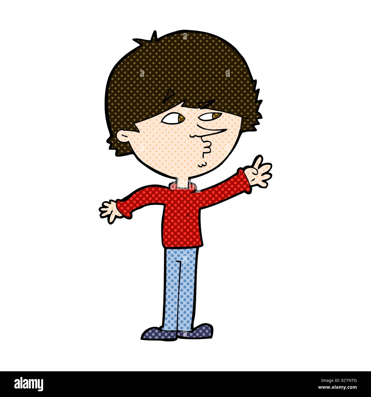 retro comic book style cartoon worried man reaching Stock Vector Image ...