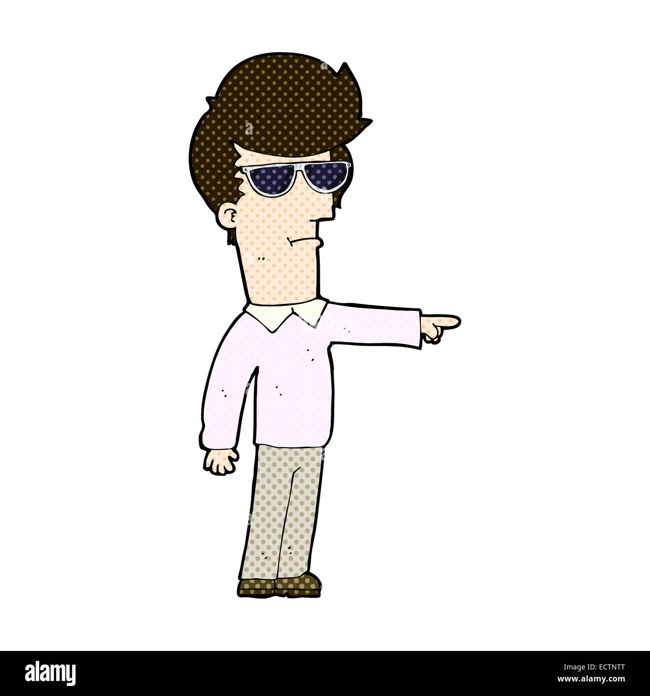 retro comic book style cartoon man in glasses pointing Stock Vector ...