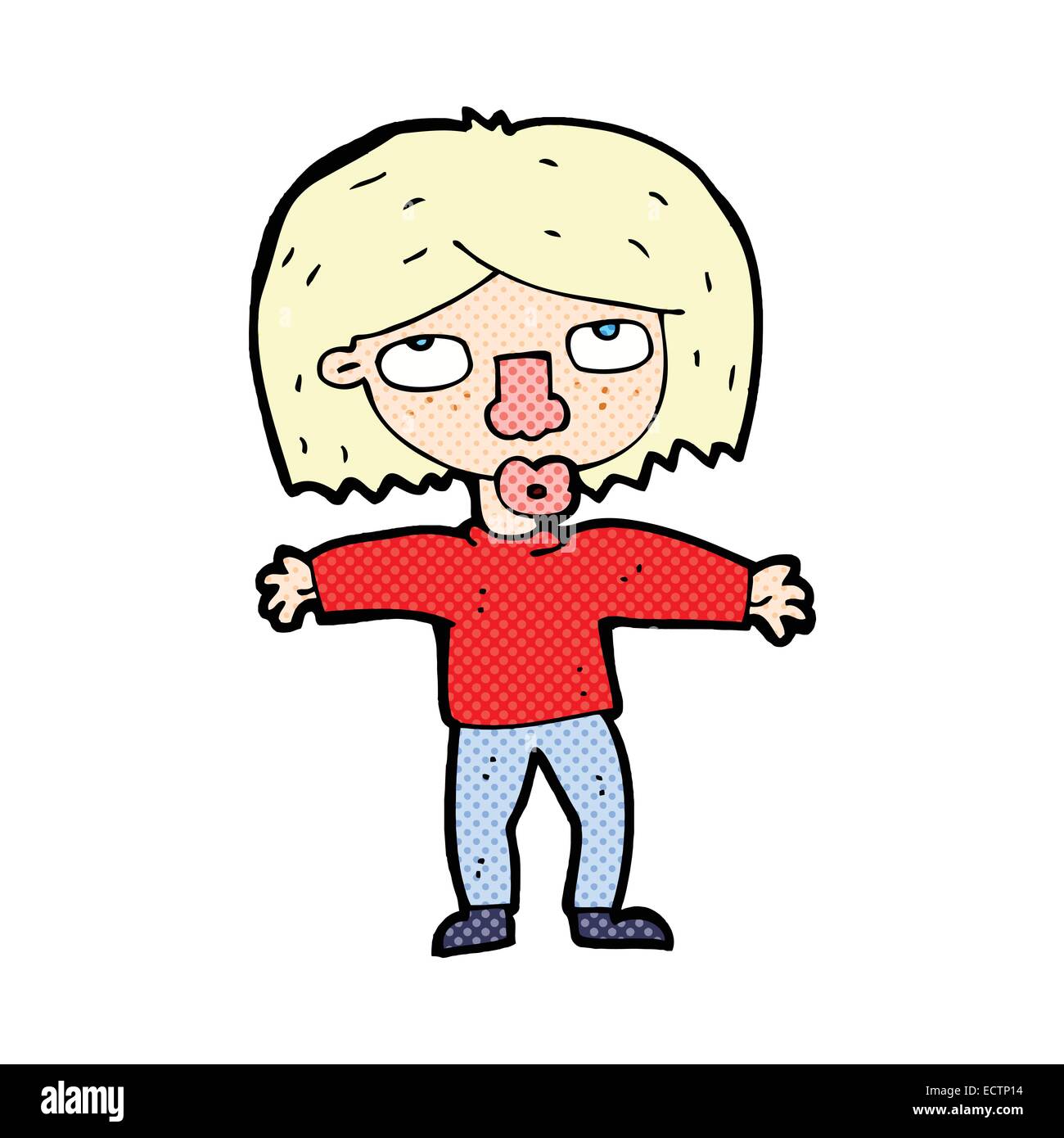 retro comic book style cartoon girl looking upwards Stock Vector Image ...