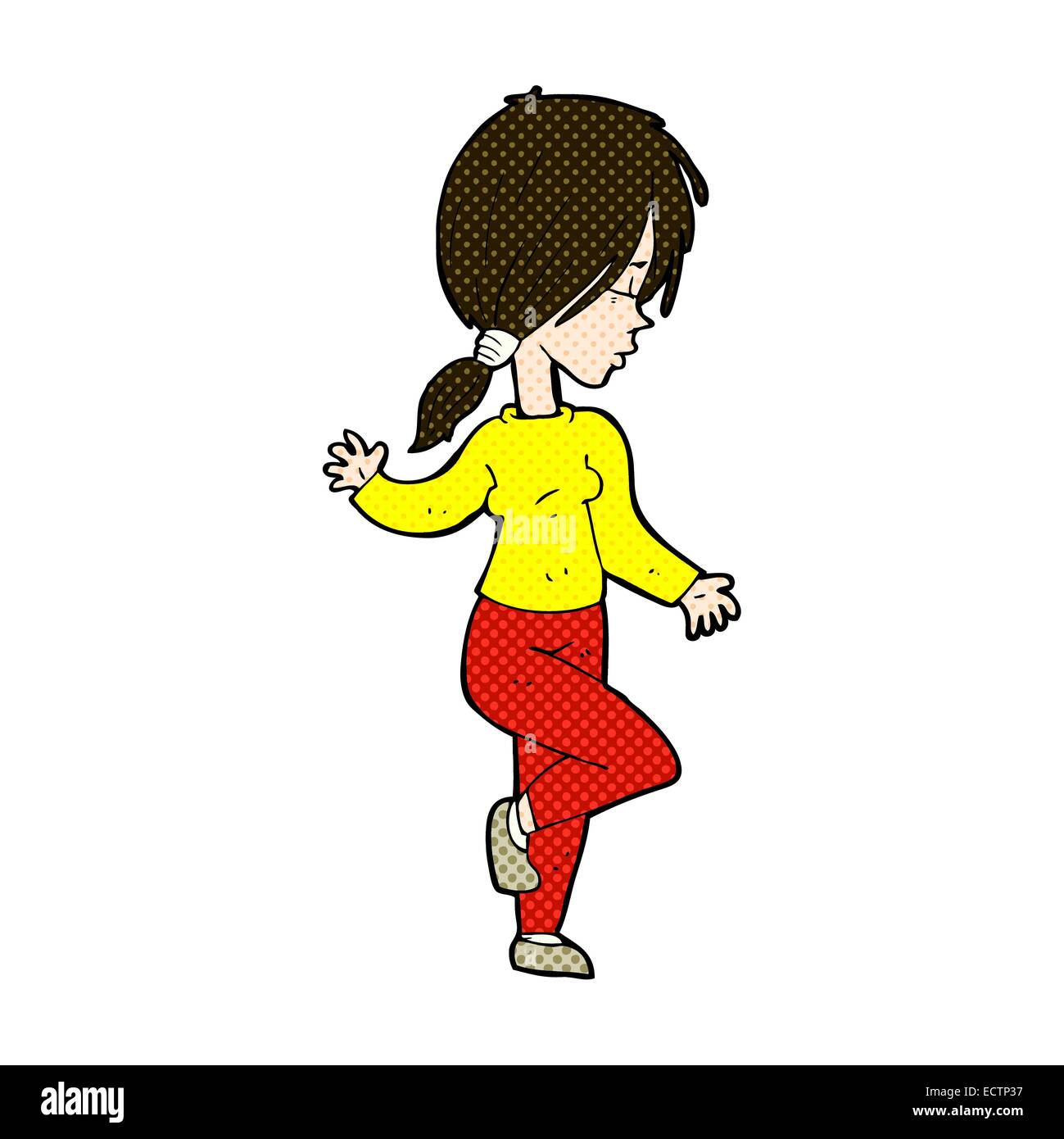 retro comic book style cartoon girl dancing Stock Vector Image & Art ...