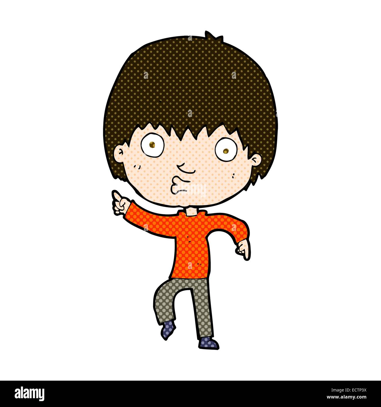 retro comic book style cartoon impressed boy pointing Stock Vector ...