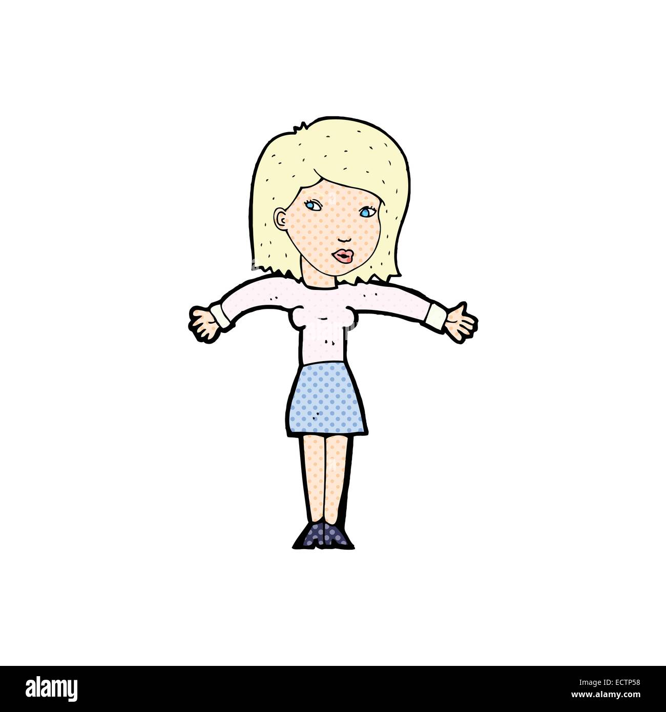 retro comic book style cartoon woman shrugging shoulders Stock Vector ...