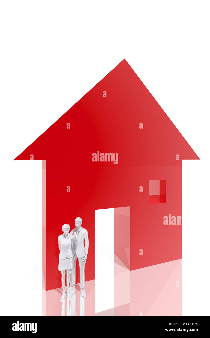 Couple and house symbol Stock Photo - Alamy