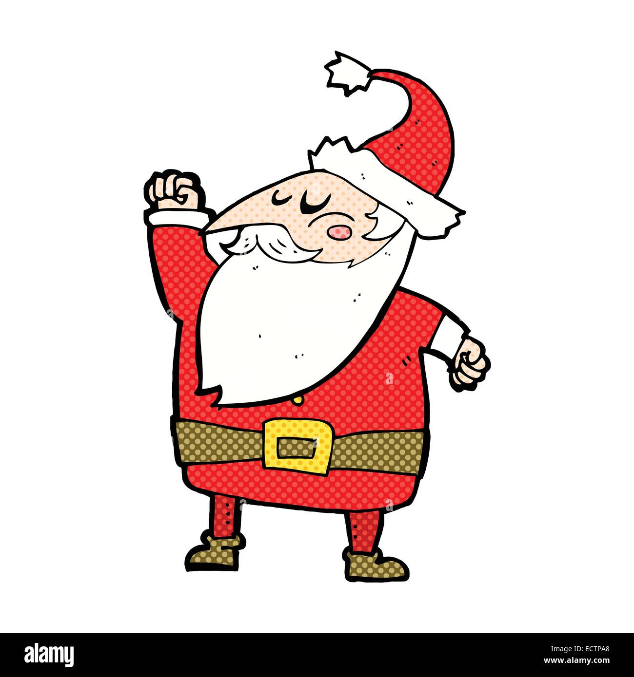 retro comic book style cartoon santa claus punching air Stock Vector ...
