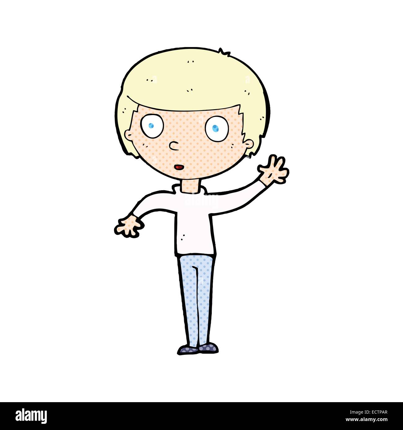 retro comic book style cartoon waving boy Stock Vector Image & Art - Alamy