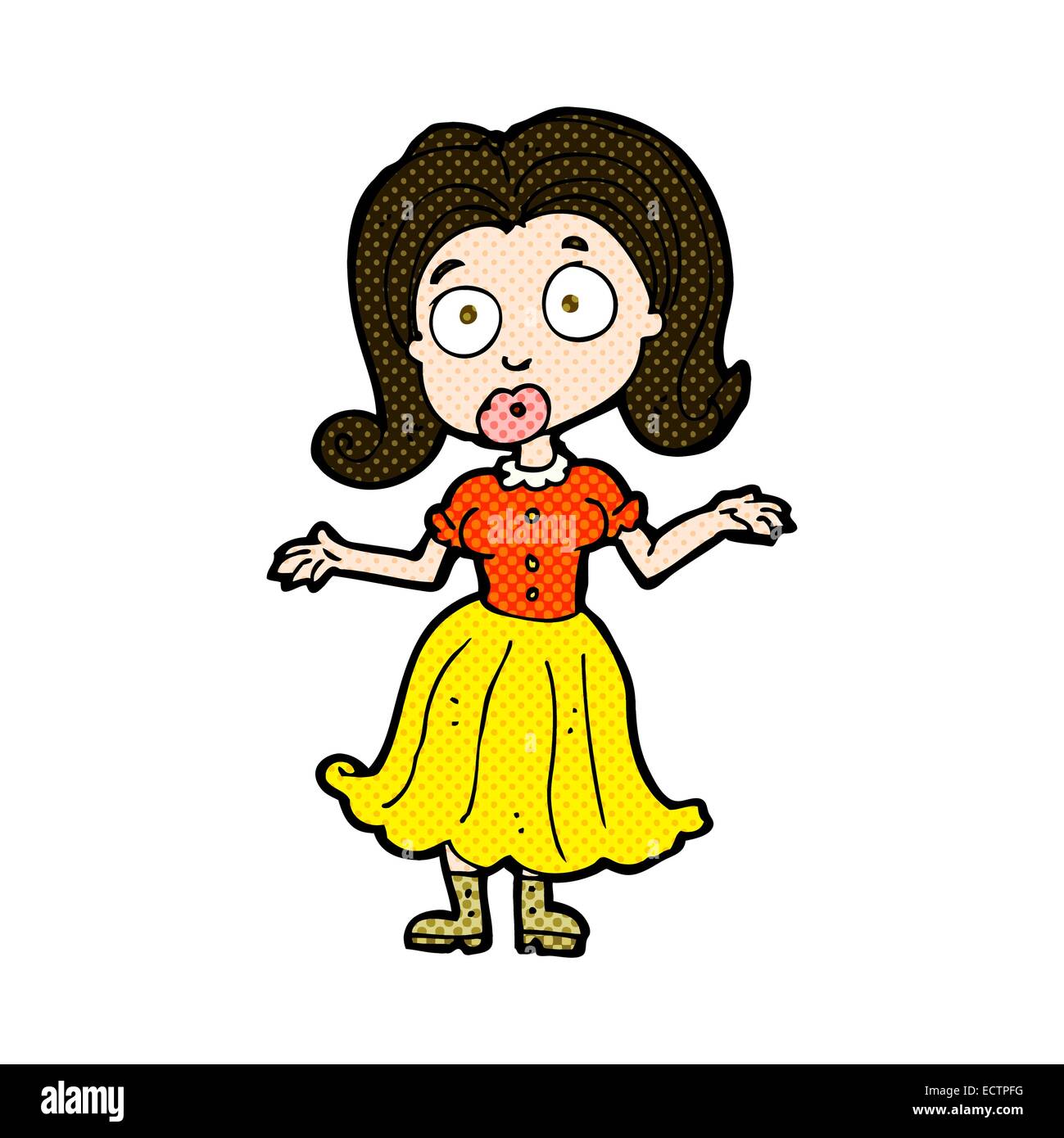 retro comic book style cartoon confused girl Stock Vector Image & Art ...