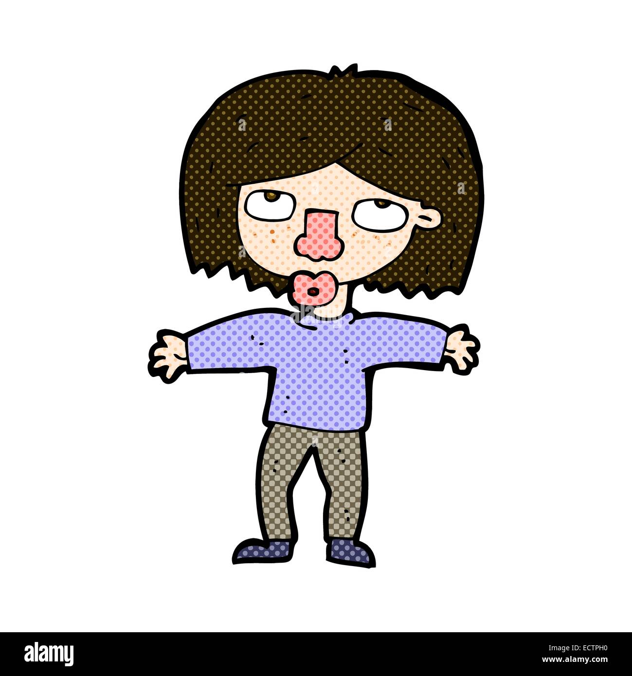 retro comic book style cartoon girl looking upwards Stock Vector Image ...