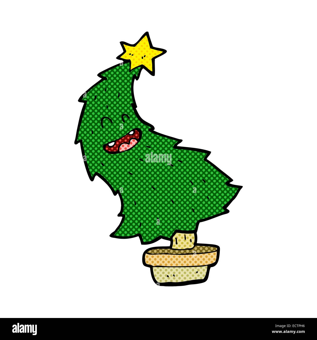 retro comic book style cartoon dancing christmas tree Stock Vector ...