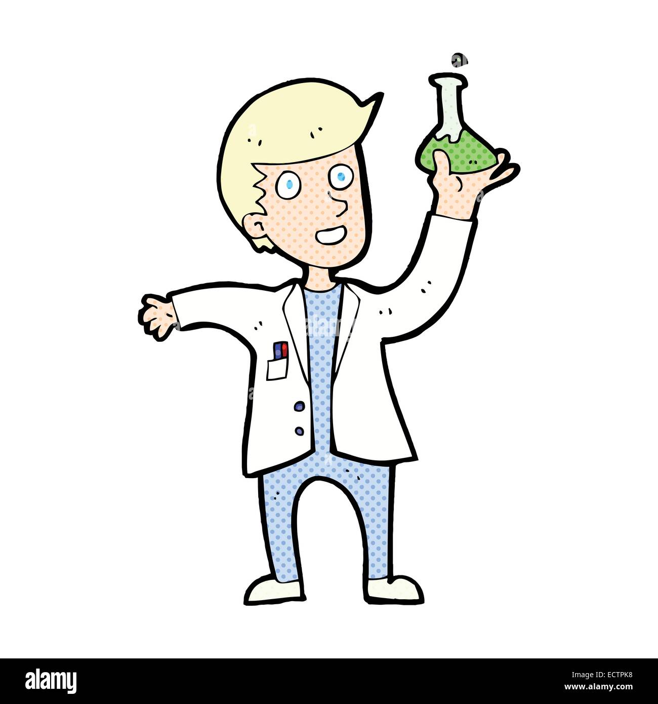 retro comic book style cartoon happy scientist Stock Vector Image & Art ...
