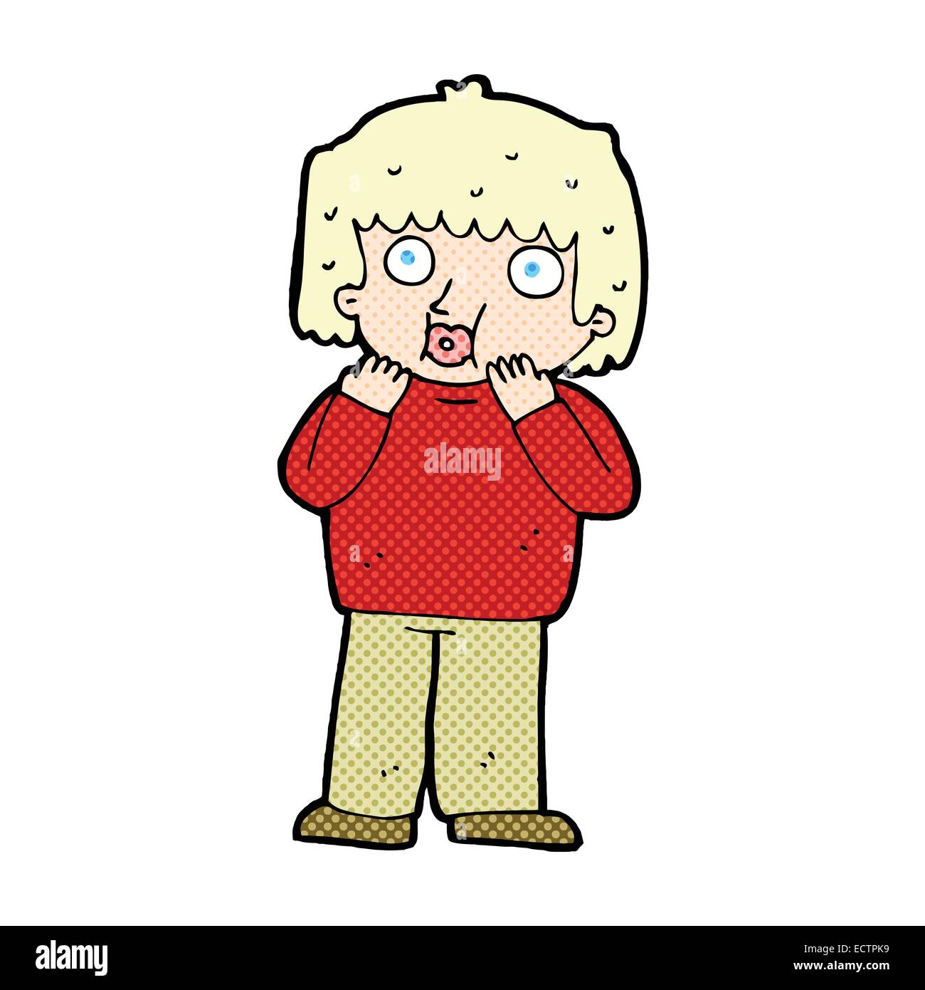 retro comic book style cartoon worried boy Stock Vector Image & Art - Alamy