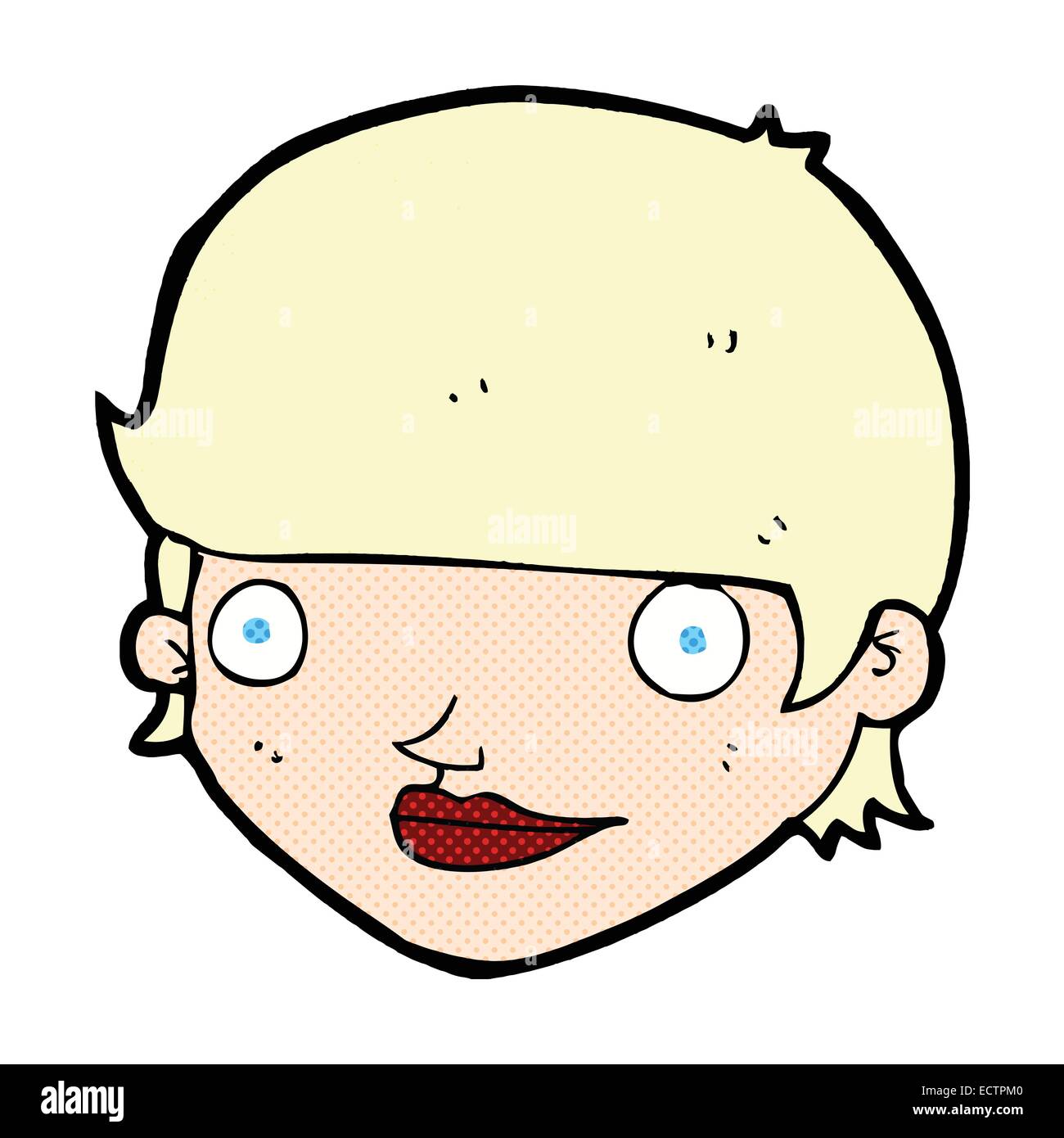 retro comic book style cartoon happy female face Stock Vector Image ...
