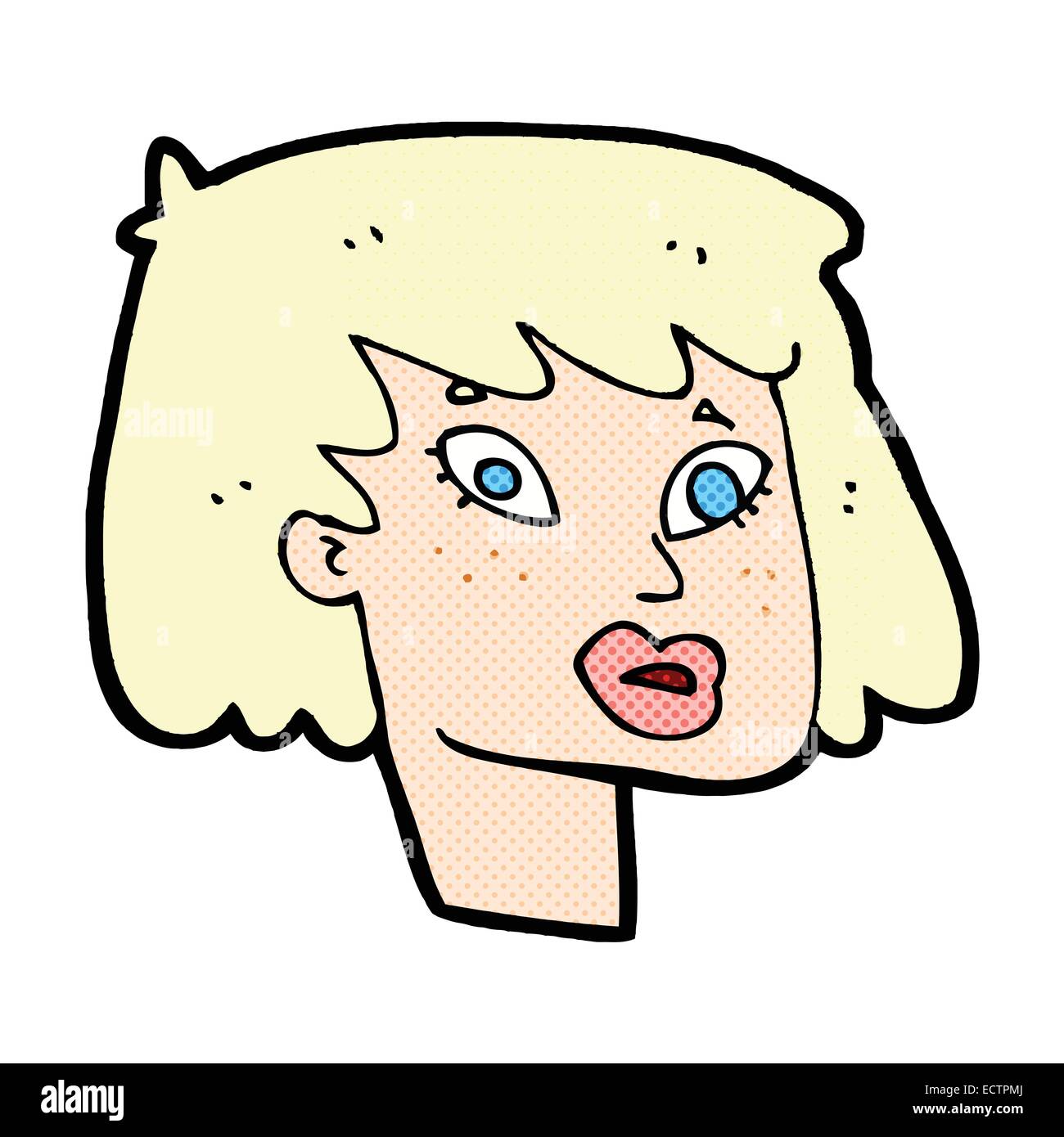 retro comic book style cartoon pretty female face Stock Vector Image ...