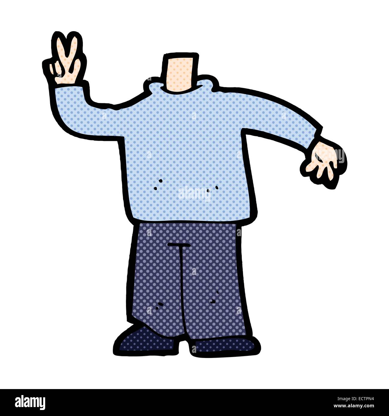 retro comic book style cartoon body giving peace sign (mix and match ...